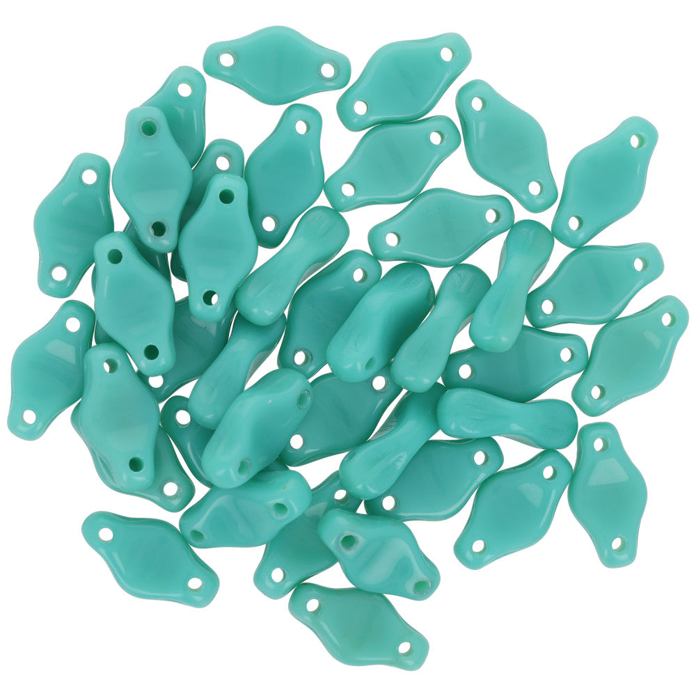 Czech Glass Cradle Bead 6 x 10mm with Vertical Hole Opaque Turquoise 2. ...