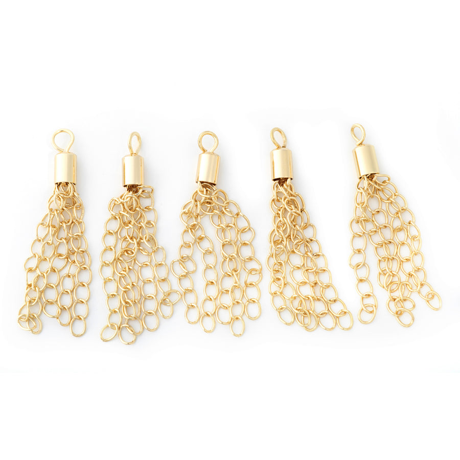 40mm Mini Chain Tassels from the Global Collection - Gold Plated - 5 P ...