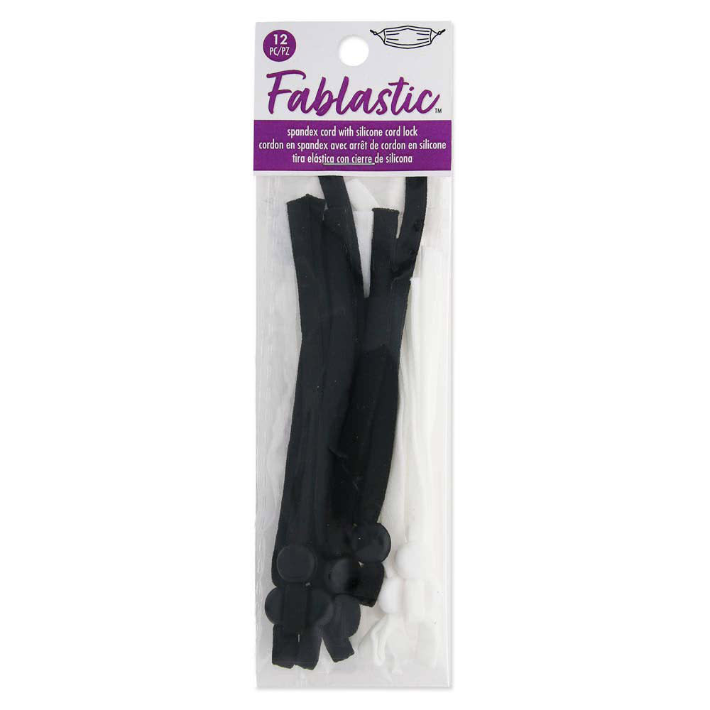 Fablastic Stretch Cord with Cord Lock for Mask Making, Flat 5mm (0.196 ...