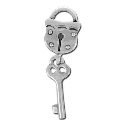 10mm Dangle Lock & Key Large Hole Bead - Rhodium Plated (2 Pieces ...