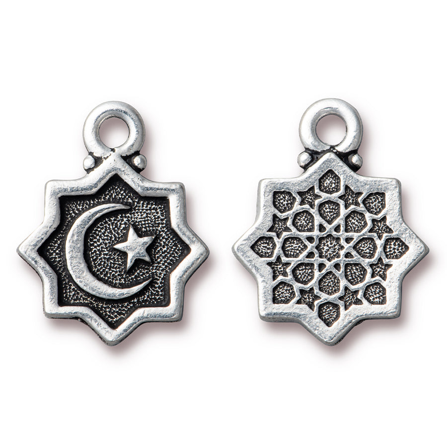 20mm Crescent Moon & Star Drop Charm by TierraCast - Antique Silver ...