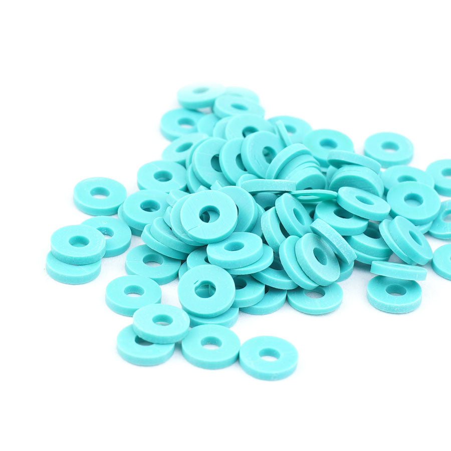 6mm Vinyl/Vulcanite Heishi Beads – Turquoise – Goody Beads