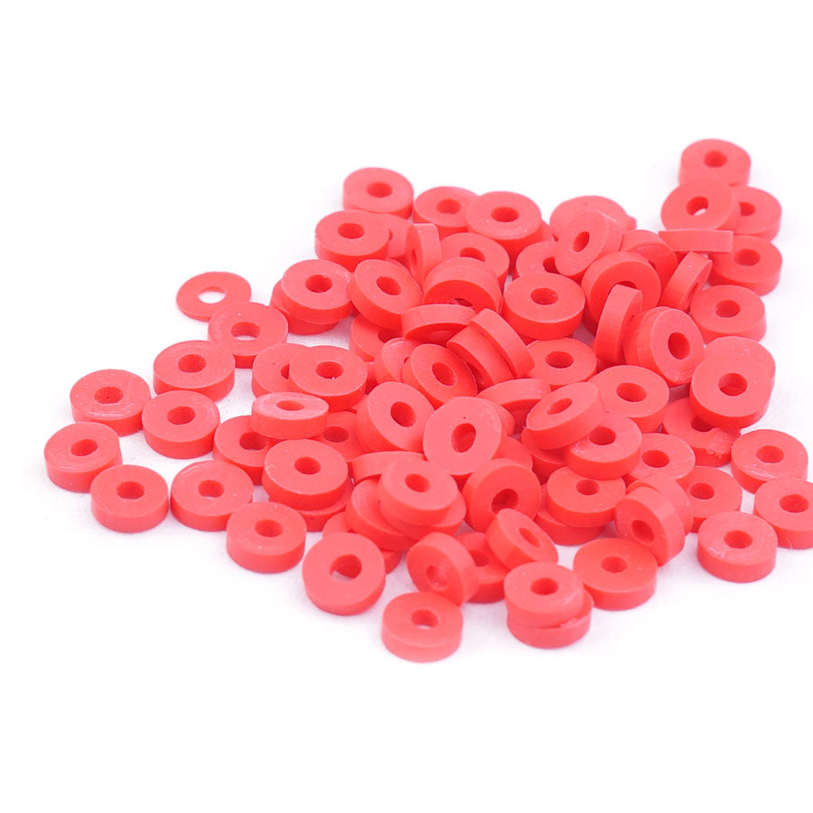 4mm Vinyl/Vulcanite Heishi Beads â€“ Red – GoodyBeads