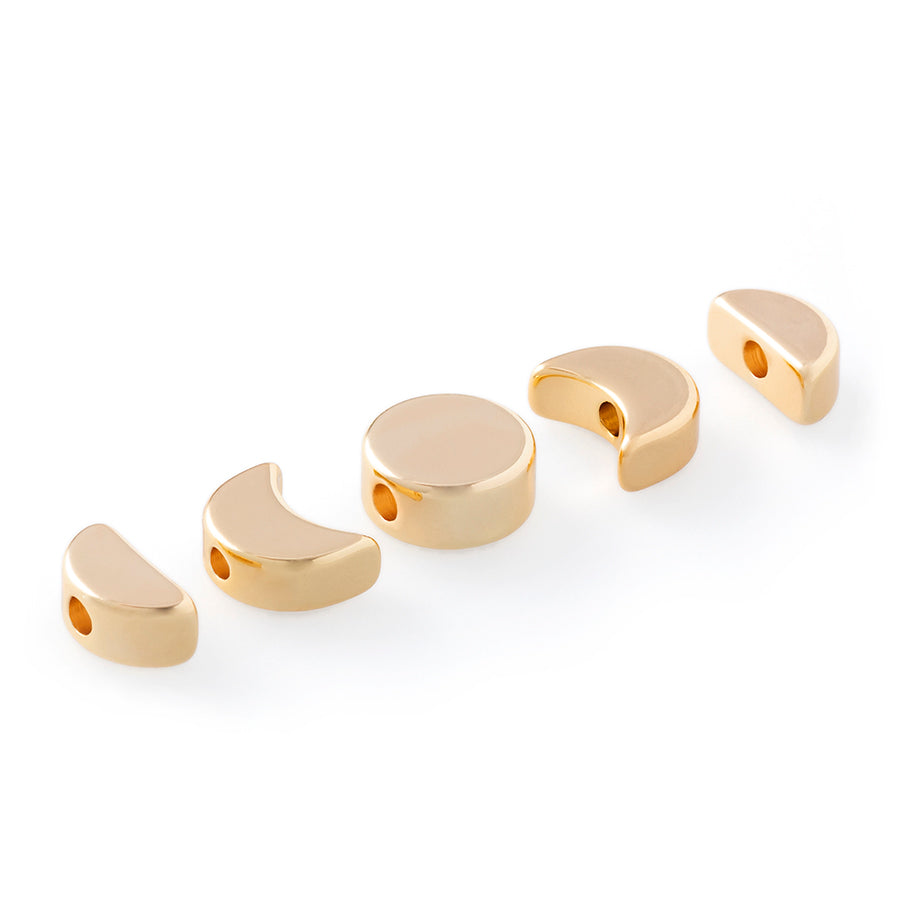 7mm Gold Plated 5 Piece Moon Phase Bead Set – GoodyBeads